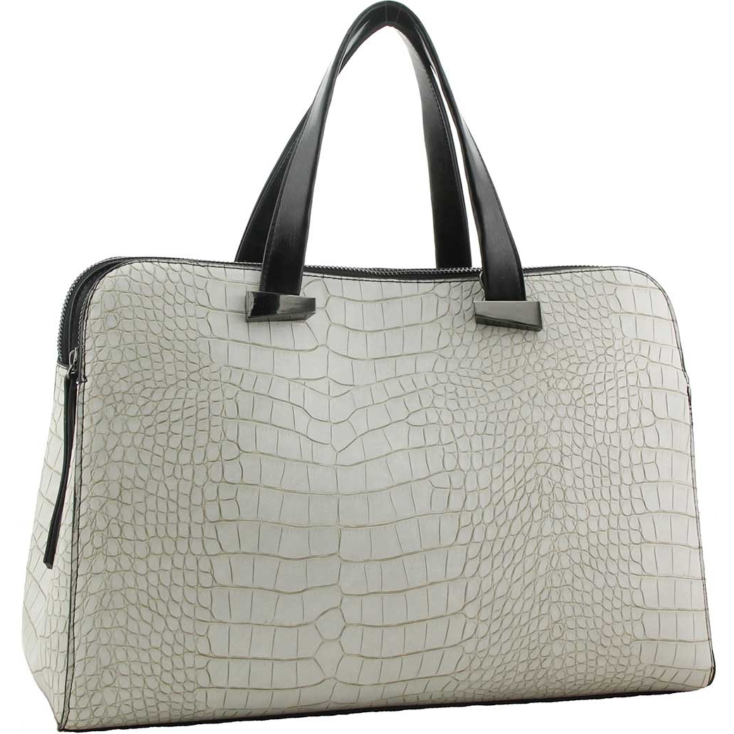 1695 - Rosemary 3 section croc bag neutral - Bagzone - Supplier of ...
