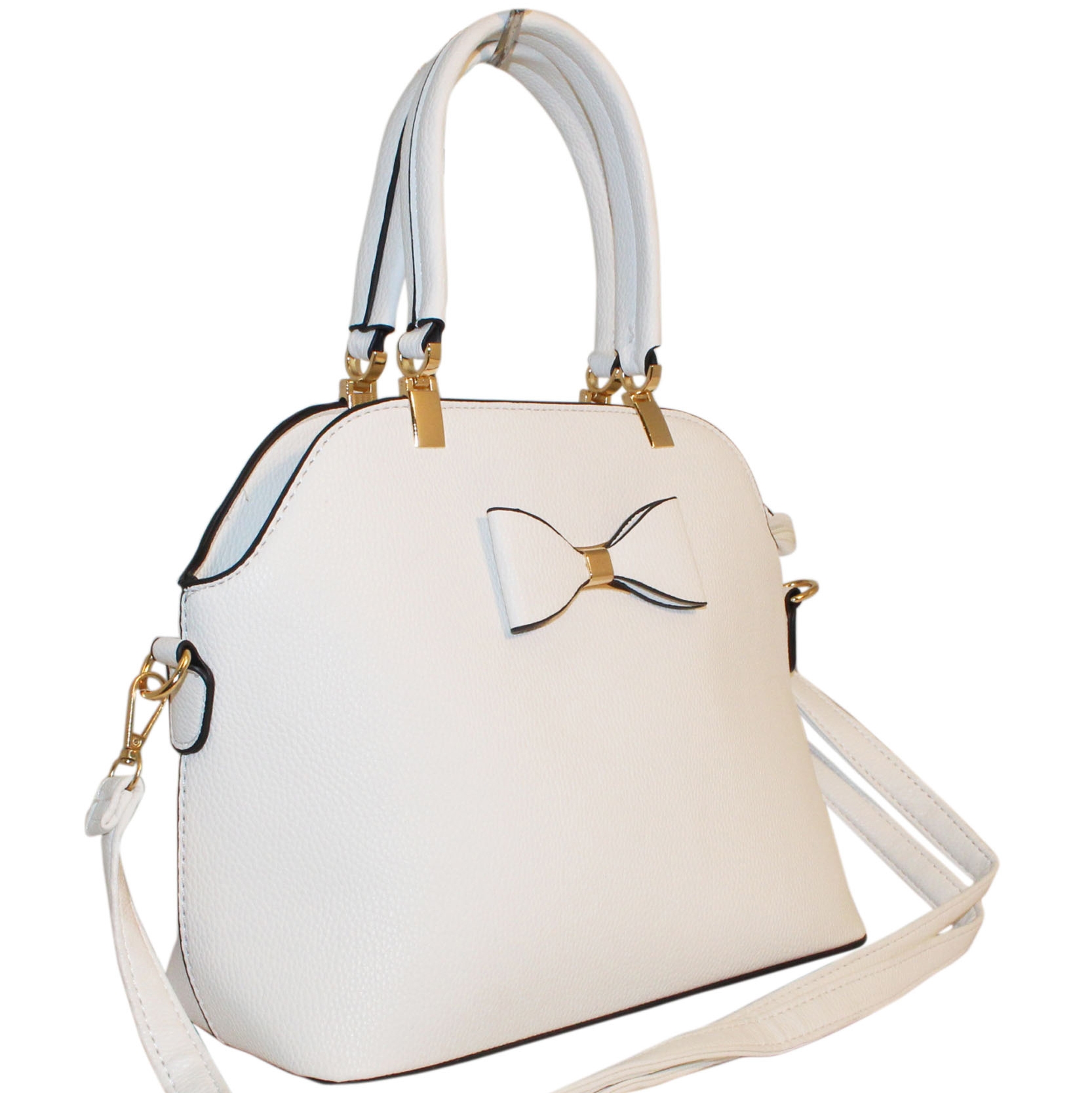 229a White - Zip Top Handbag with Bow - Bagzone - Supplier of Wholesale ...