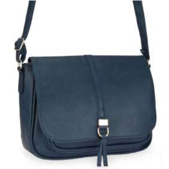 Navy flap over Handbag - Adjustable Shoulder Strap - bagzone.co.uk