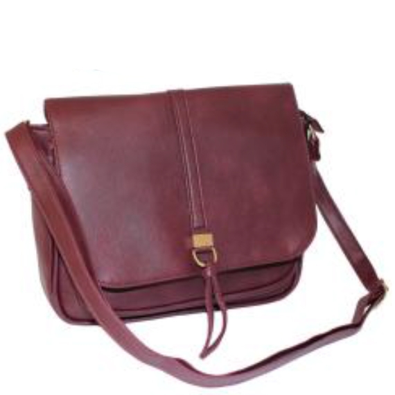 Wine flap over Handbag - Adjustable Shoulder Strap - bagzone.co.uk