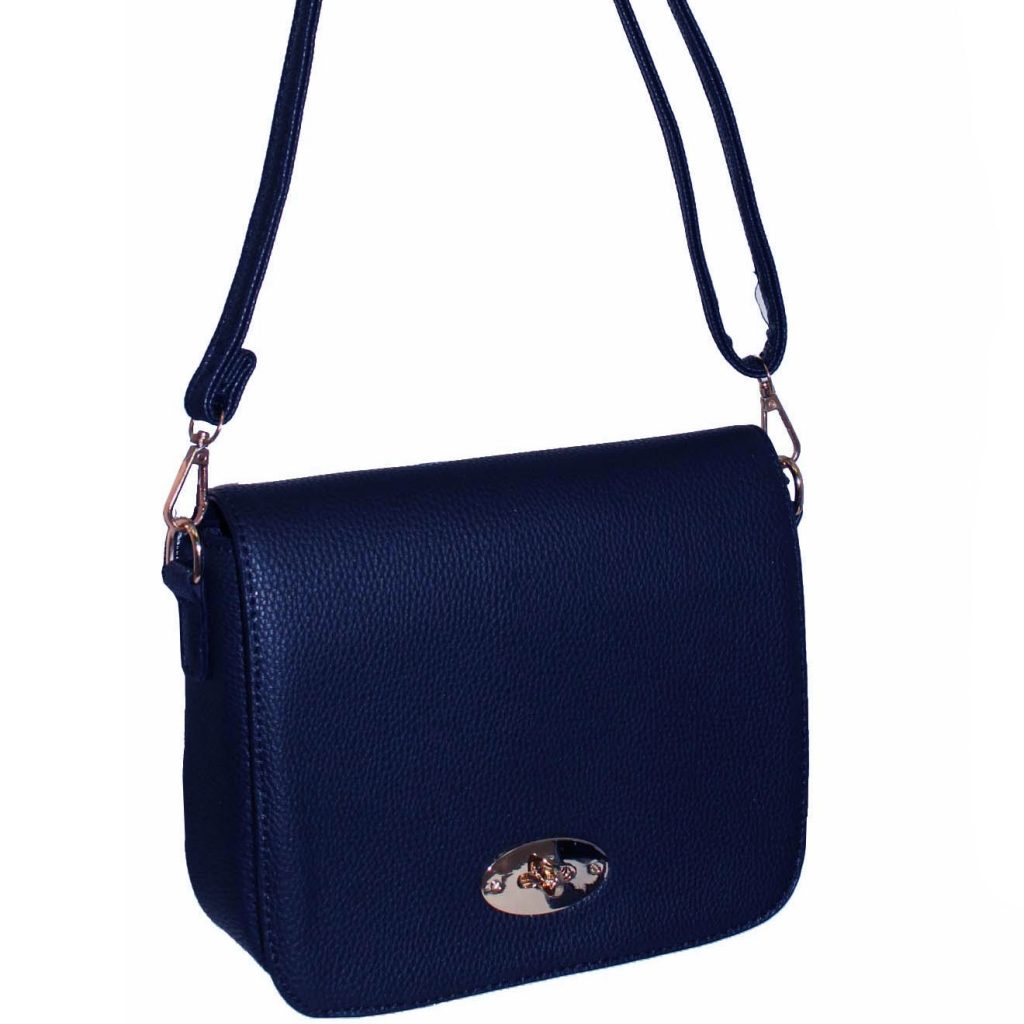 Navy flap over Handbag - Adjustable Shoulder Strap - bagzone.co.uk