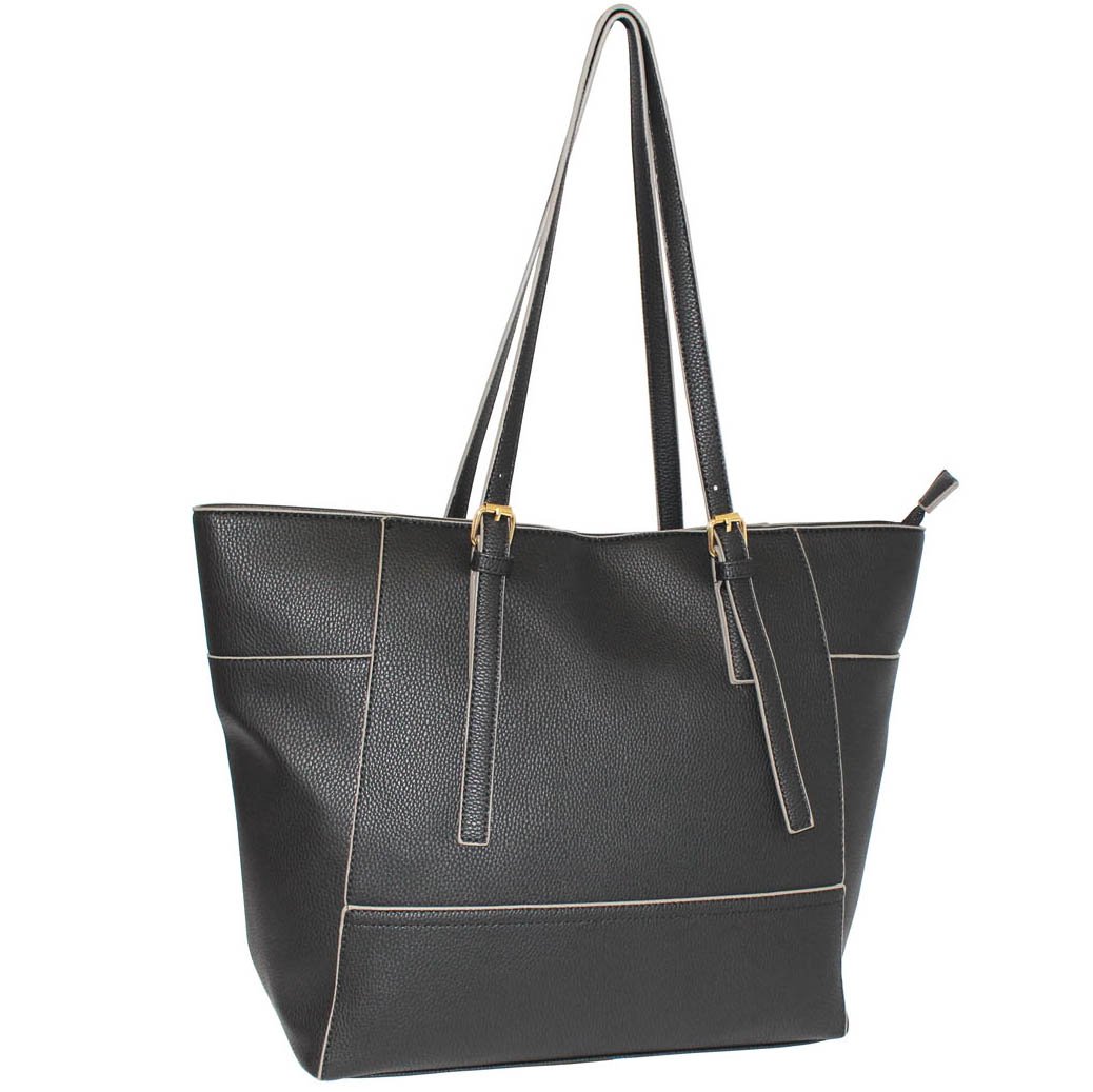 266a Black Tote Bag with Side Pockets - bagzone.co.uk